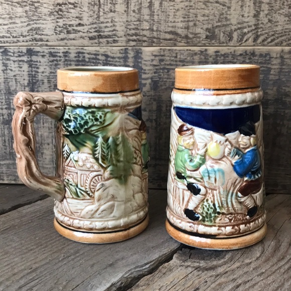 Vintage | Dining | Vtg Ceramic Relief Alpine German Style Stein Mugs ...